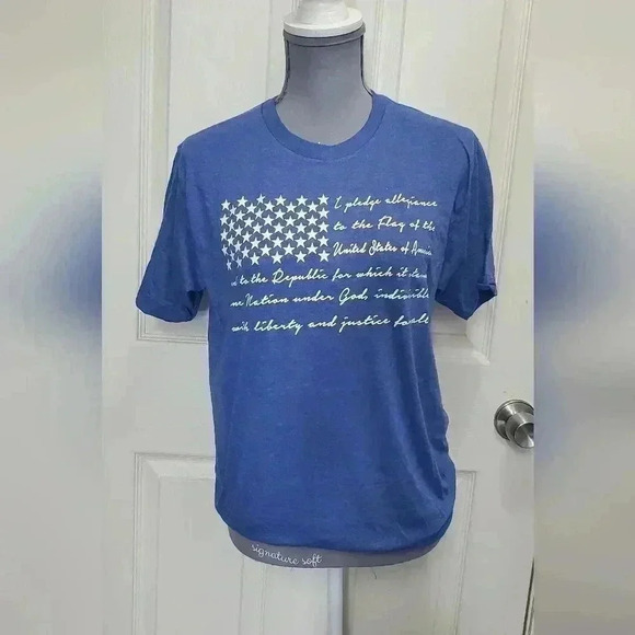 Tultex | Tops | Pledge Of Allegiance Flag Tee Blue | Poshmark